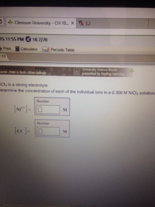 Solved NiCl3 is a strong electrolyte. Determine the | Chegg.com