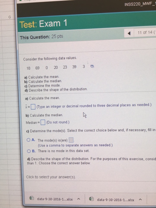Solved Consider the following data values. 18 69 0 20 23 39 | Chegg.com