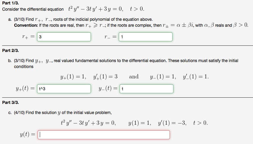 Solved Consider the differential equation t2 y" - 3t y' + 3 | Chegg.com