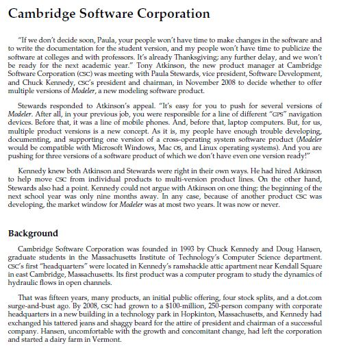 Solved Quesiton - If Cambridge Software Corporation offers | Chegg.com