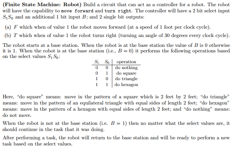 Solved (Finite State Machine: Robot) Build a circuit that | Chegg.com