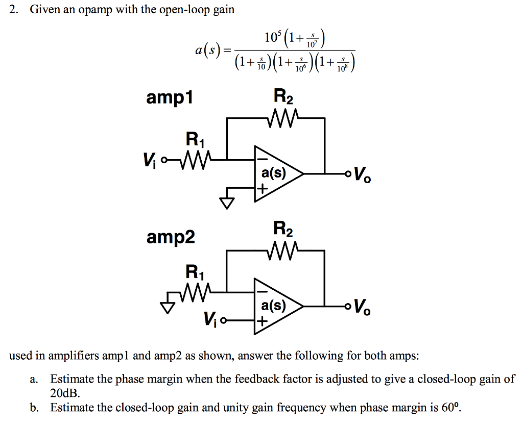 2. Given an opamp with the open-loop gain 1015 10 | Chegg.com