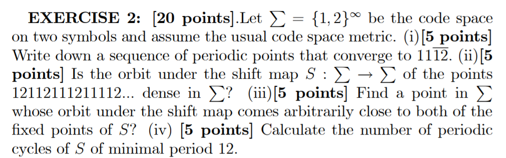 EXERCISE 2: [20 points] .Let ?-{1, 2)" be the code | Chegg.com