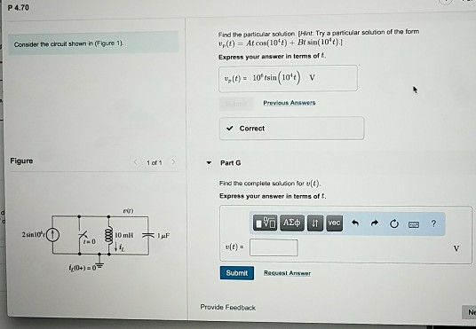 Solved P 4.70 Find the particuar souion [Hint: Try a | Chegg.com