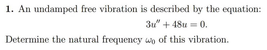 Solved An undamped free vibration is described by the | Chegg.com