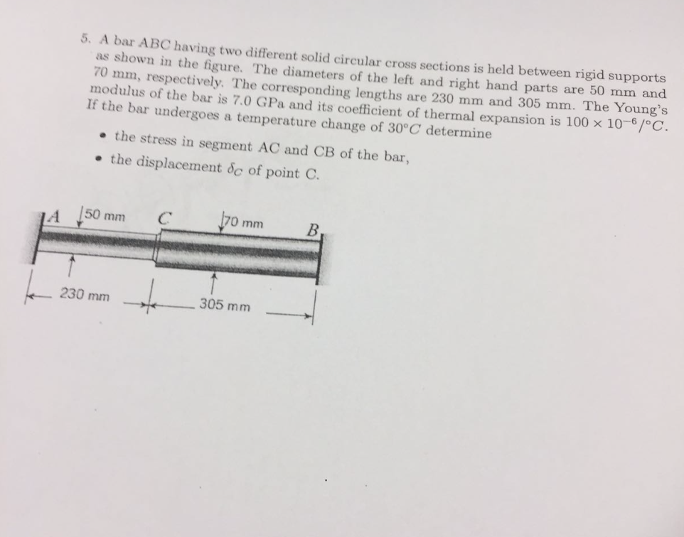 Solved A bar ABC having two different solid circular cross | Chegg.com