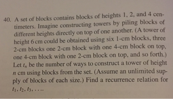 Solved A set of blocks contains blocks of heights 1, 2, and | Chegg.com