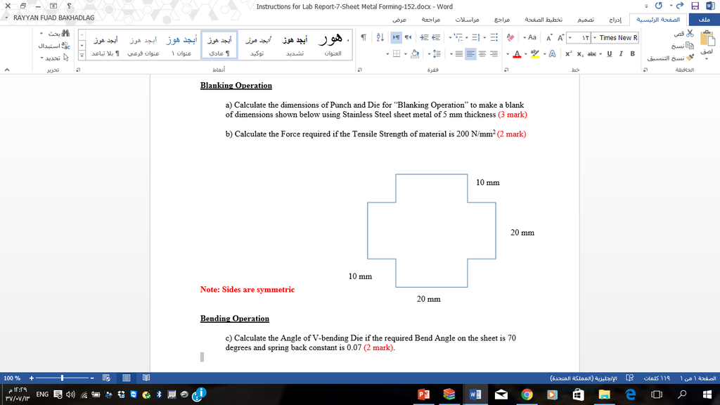 Solved a) Calculate the dimensions of Punch and Die for | Chegg.com