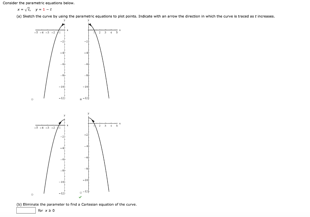 Solved Consider The Parametric Equations Below A Sketch