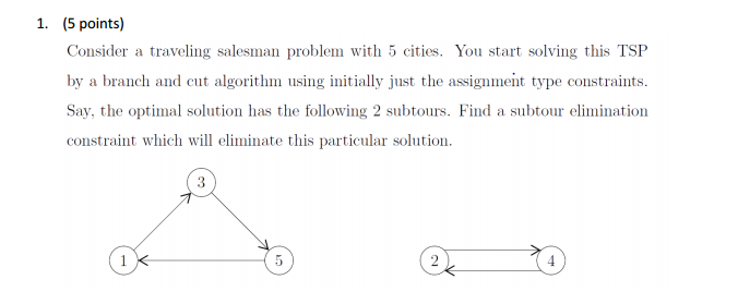 Consider a traveling salesman problem with 5 cities. | Chegg.com