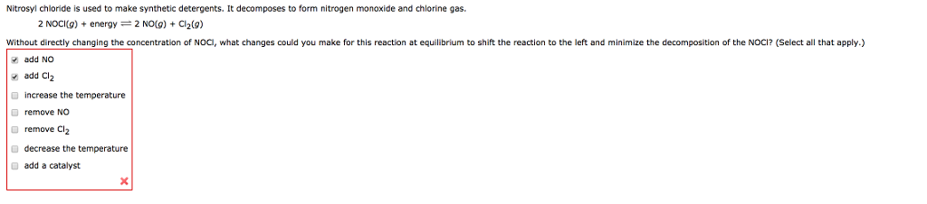Solved Nitrosyl chloride is used to make synthetic | Chegg.com
