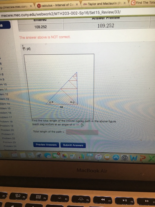 Solved Find the total length of the infinite zigzag path in | Chegg.com