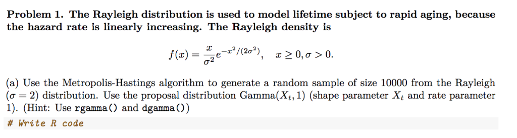 Problem 1. The Rayleigh distribution is used to model | Chegg.com