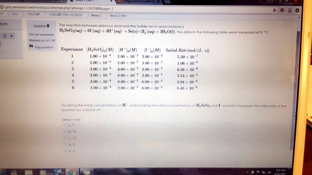 Solved The reaction between selenium acid and the iodide ion | Chegg.com