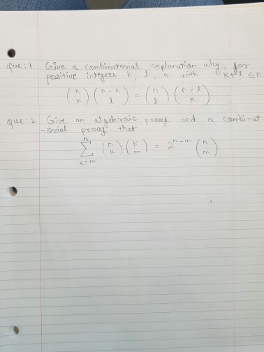 Solved Give a combinatorial explanation why, for positive | Chegg.com