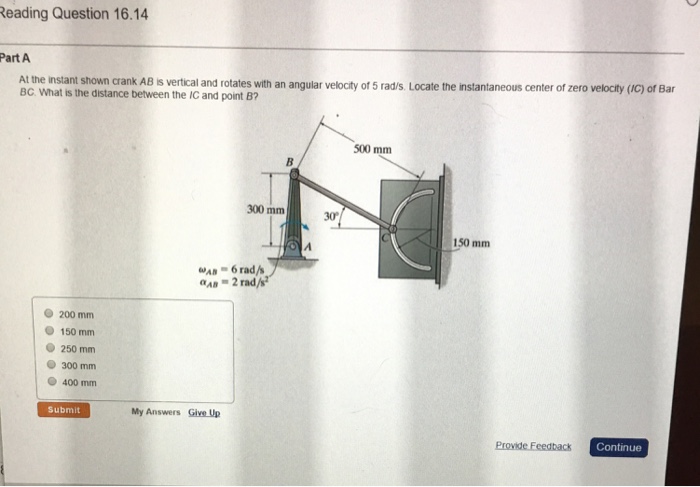 Solved At the instant shown crank AB s vertical and rotates | Chegg.com