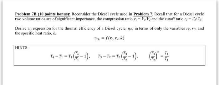 Solved Problem 7 (14 points Consider a basic Diesel cycle as | Chegg.com
