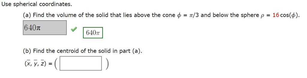Solved I need help find the centroid of this triple integral | Chegg.com