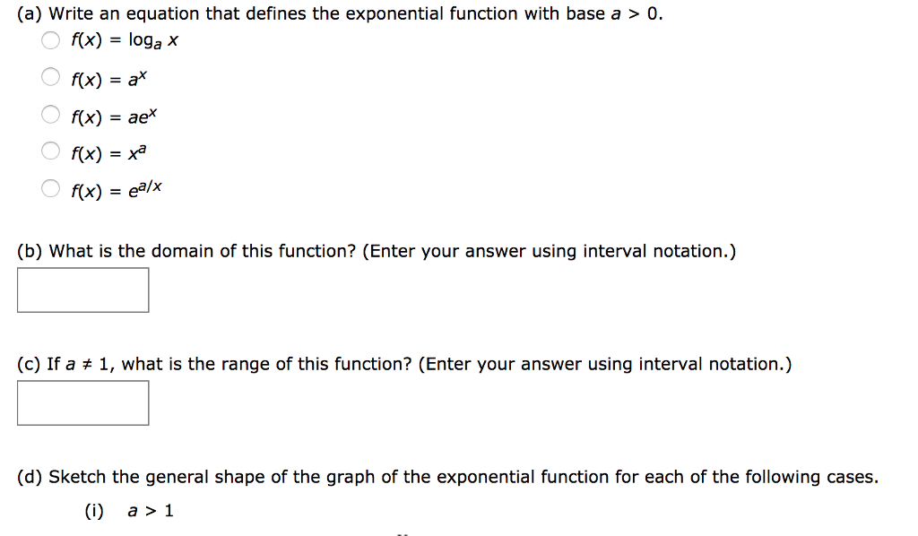 Solved (a) write an equation that defines the exponential | Chegg.com
