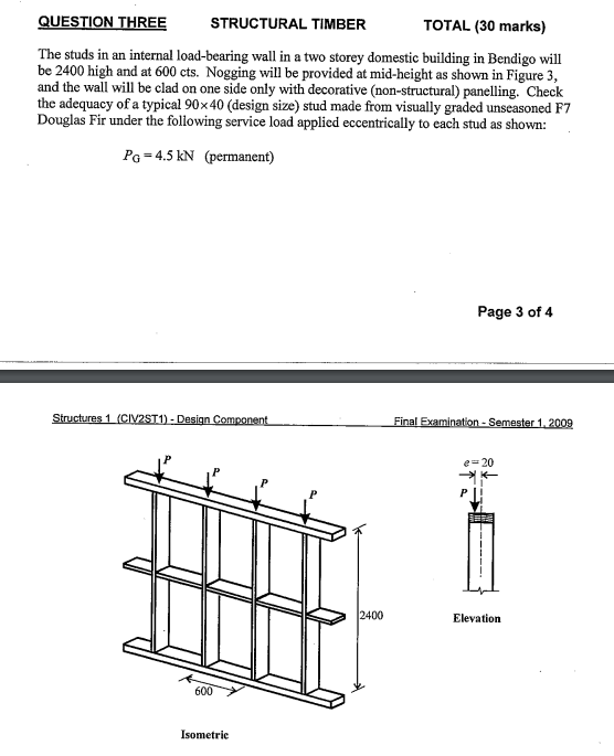Solved The studs in an internal load-bearing wall in a two | Chegg.com