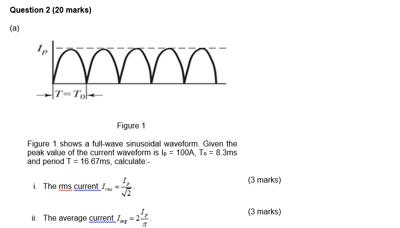 Solved Figure 1 shows a full-wave sinusoidal waveform. | Chegg.com