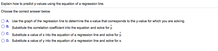 Solved Explain how to predict y-values using the equation of | Chegg.com