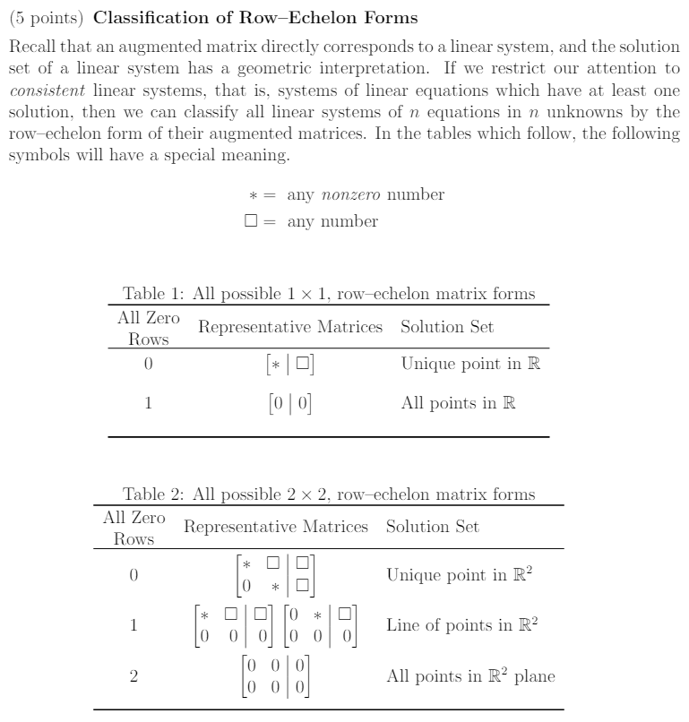 Solved (5 points) Classification of Row-Echelon Forms Recall | Chegg.com
