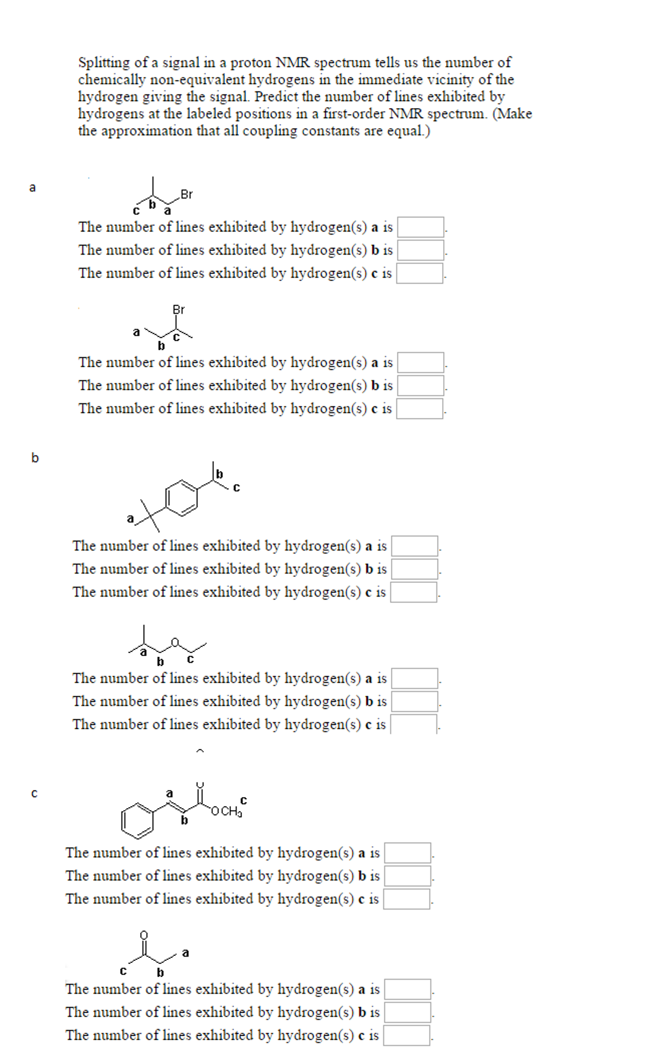 Solved Splitting of a signal in a proton NMR spectrum tells | Chegg.com