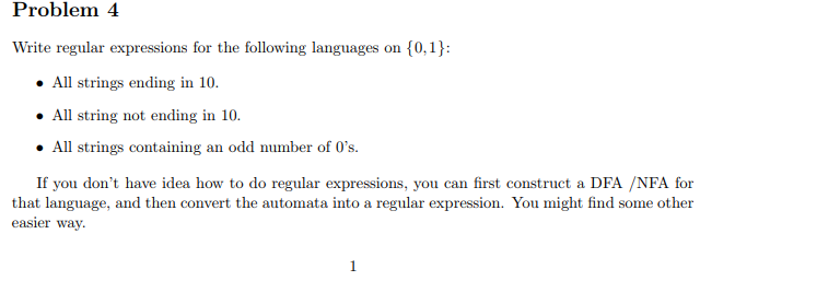 Solved Problem 4 Write Regular Expressions For The Following