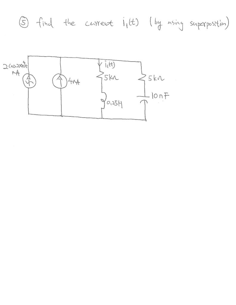 Solved find the current i_1(t) (by using superposition) | Chegg.com