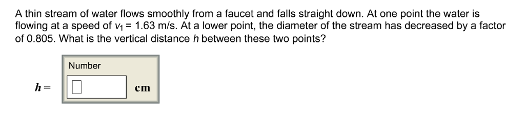 Solved A thin stream of water flows smoothly from a faucet | Chegg.com