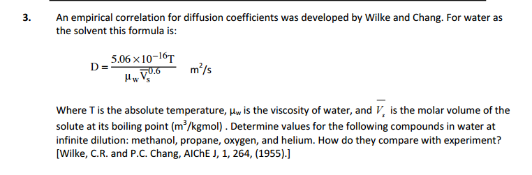 Solved An empirical correlation for diffusion coefficients | Chegg.com