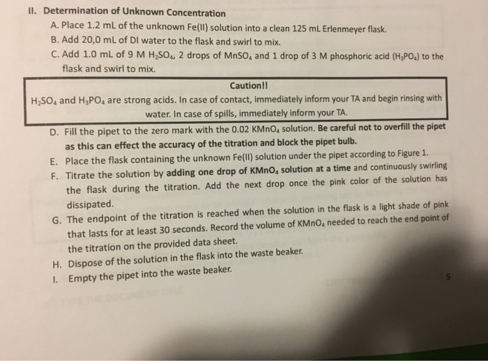 Solved ll. Determination of Unknown Concentration 1. Volume | Chegg.com