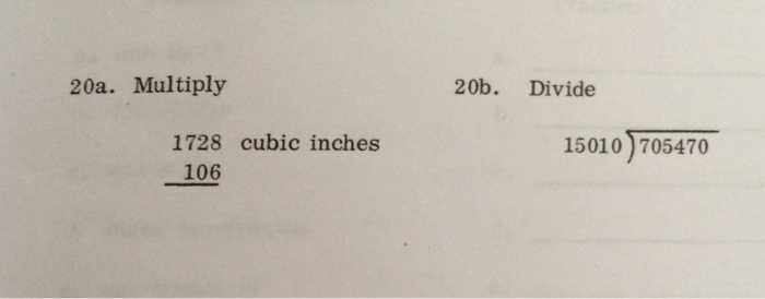Solved Multiply Divide 1728 106 cubic inches 15010 | Chegg.com