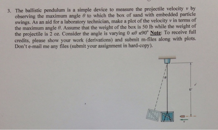 Solved 3. The ballistic pendulum is a simple device to | Chegg.com