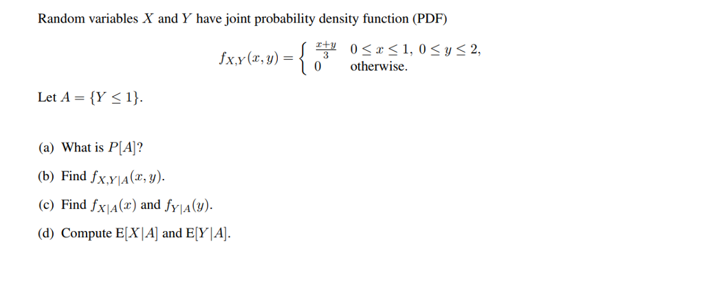 Solved Random variables X and Y have joint probability | Chegg.com