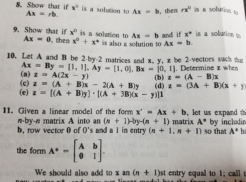 Solved 8. Show that if x" is a solution to Ax = b, tu Ax = | Chegg.com