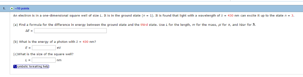 Solved An electron is in a one-dimensional square well of | Chegg.com