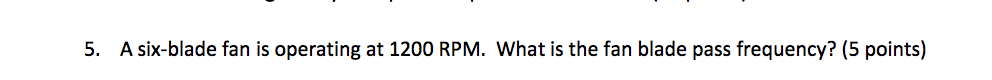 Solved A six-blade fan is operating at 1200 RPM. What is the | Chegg.com
