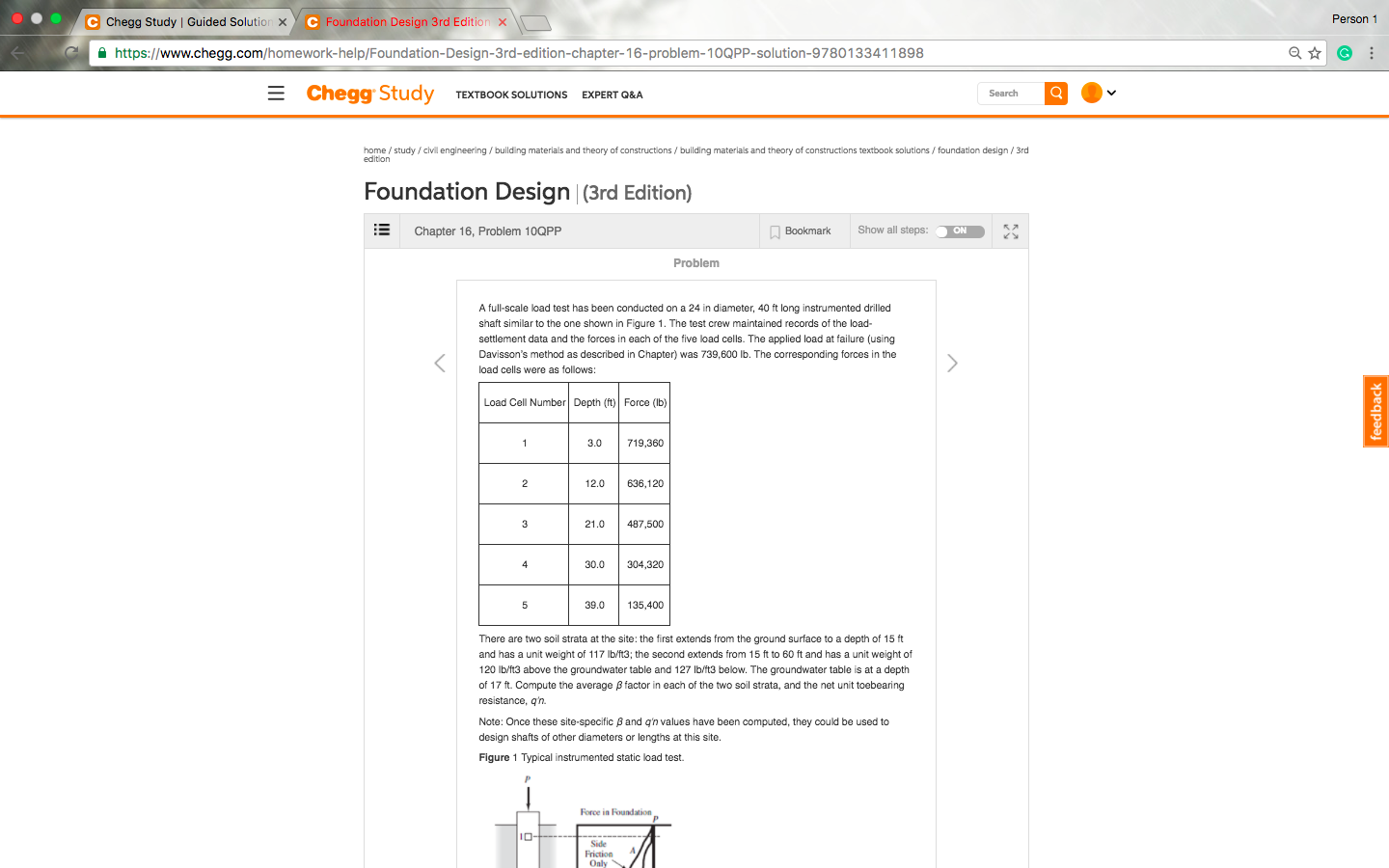 C Chegg study I Guided solution x c Foundation Design | Chegg.com