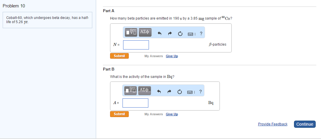 Solved Part A ) How many beta particles are emitted in 190 s | Chegg.com