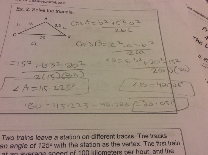 Solved Solve the triangle. Two trains leave a station on | Chegg.com