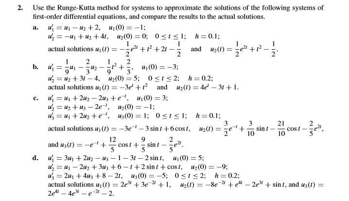 Solved Use the Runge-Kutta method for systems to approximate | Chegg.com