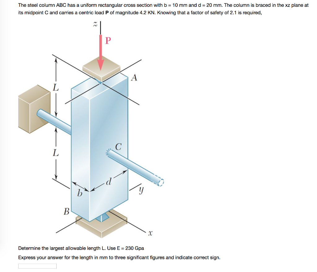 Solved The steel column ABC has a uniform rectangular cross | Chegg.com