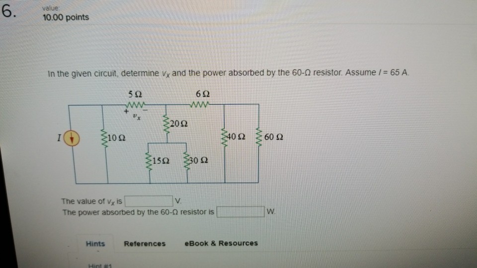 Solved value 10.00 points in the given circuit, determine vx | Chegg.com