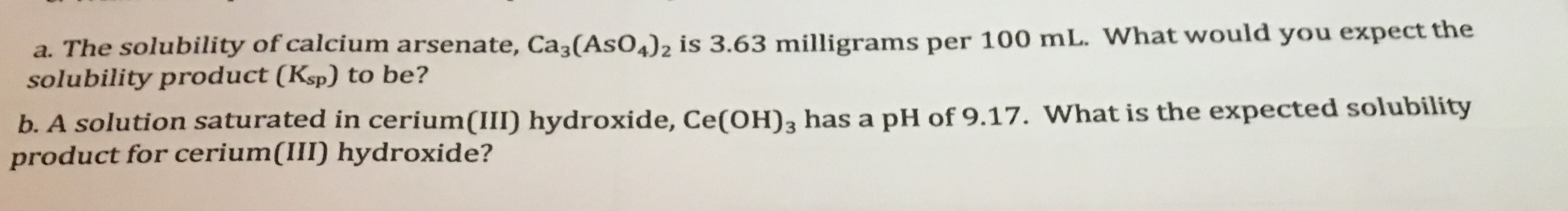 Solved The solubility of calcium arsenate, Ca_3(As0_4)_2 is | Chegg.com