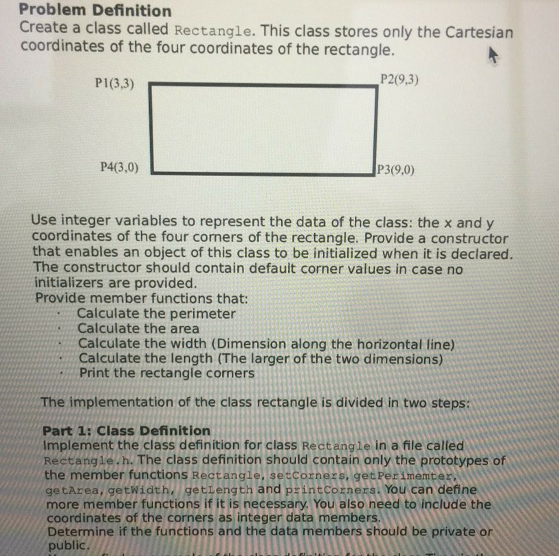 Solved Problem Definition Create A Class Called Rectangle Chegg