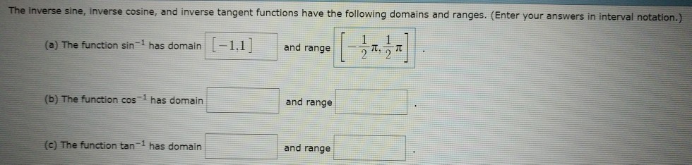 Solved The inverse sine, inverse cosine, and inverse tangent | Chegg.com