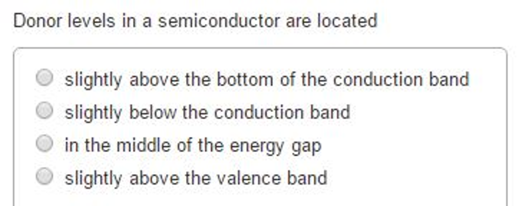 Solved Donor levels in a semiconductor are located slightly | Chegg.com