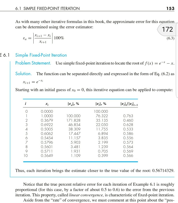 Solved 6.1 SIMPLE FIXED-POINT ITERATION 153 As with many | Chegg.com